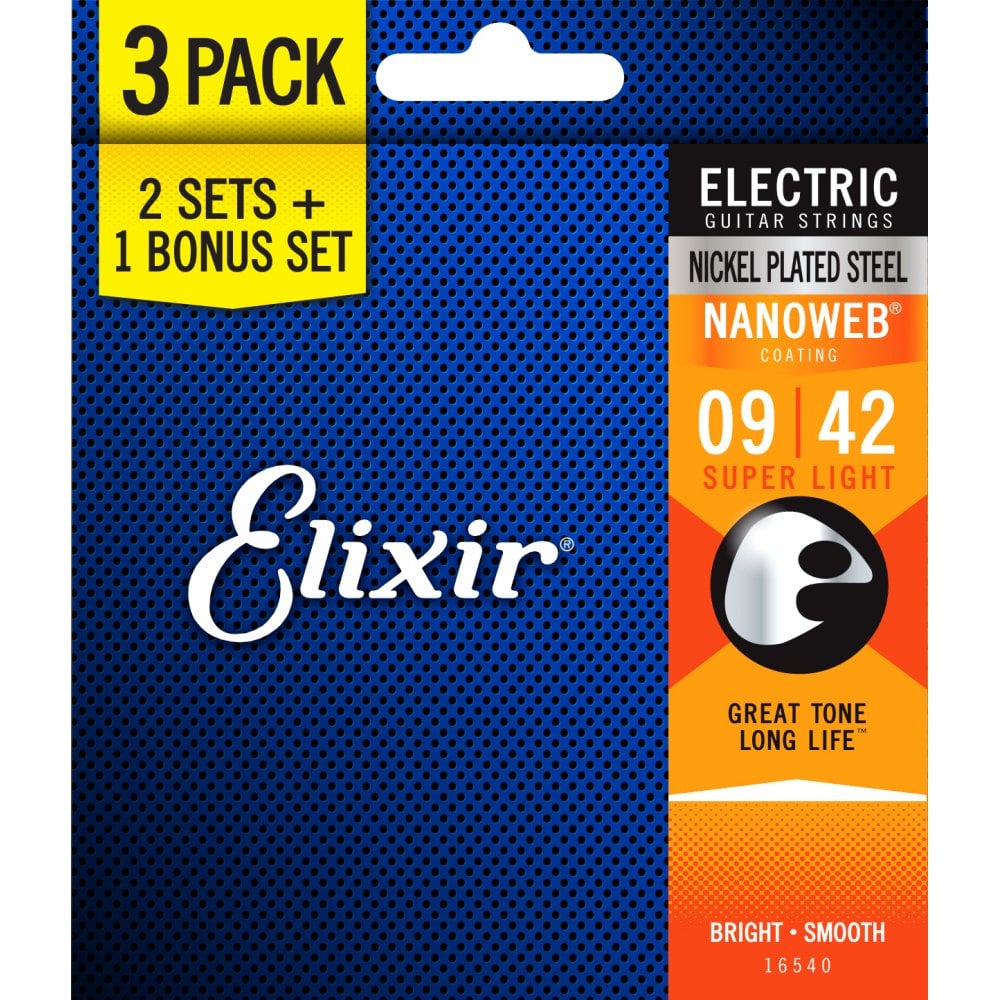 Elixir Bonus Pack 3 Pack Electric Nanoweb 9-42